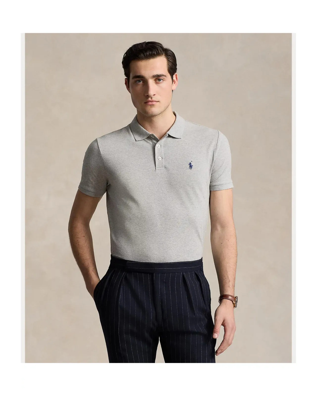 Custom Slim Fit Stretch Mesh Polo Shirt | Matsuya Ginza