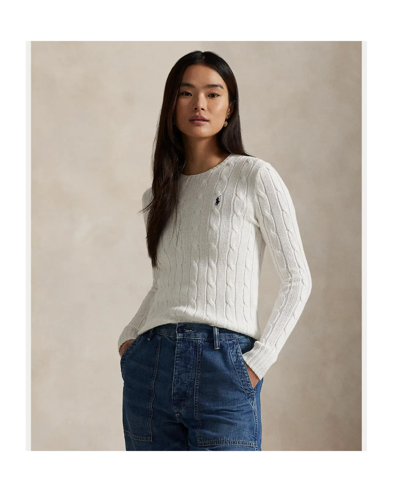POLO RALPH LAUREN Cable Knit Cotton Crewneck Sweater | Matsuya Ginza