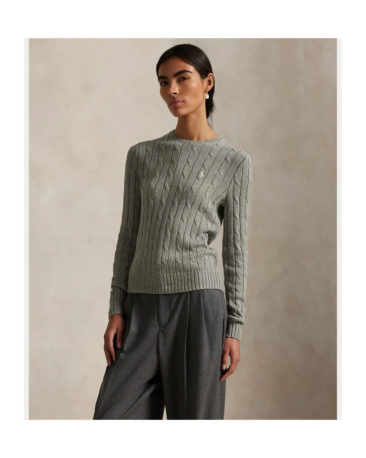 POLO RALPH LAUREN Cable Knit Cotton Crewneck Sweater | Matsuya Ginza