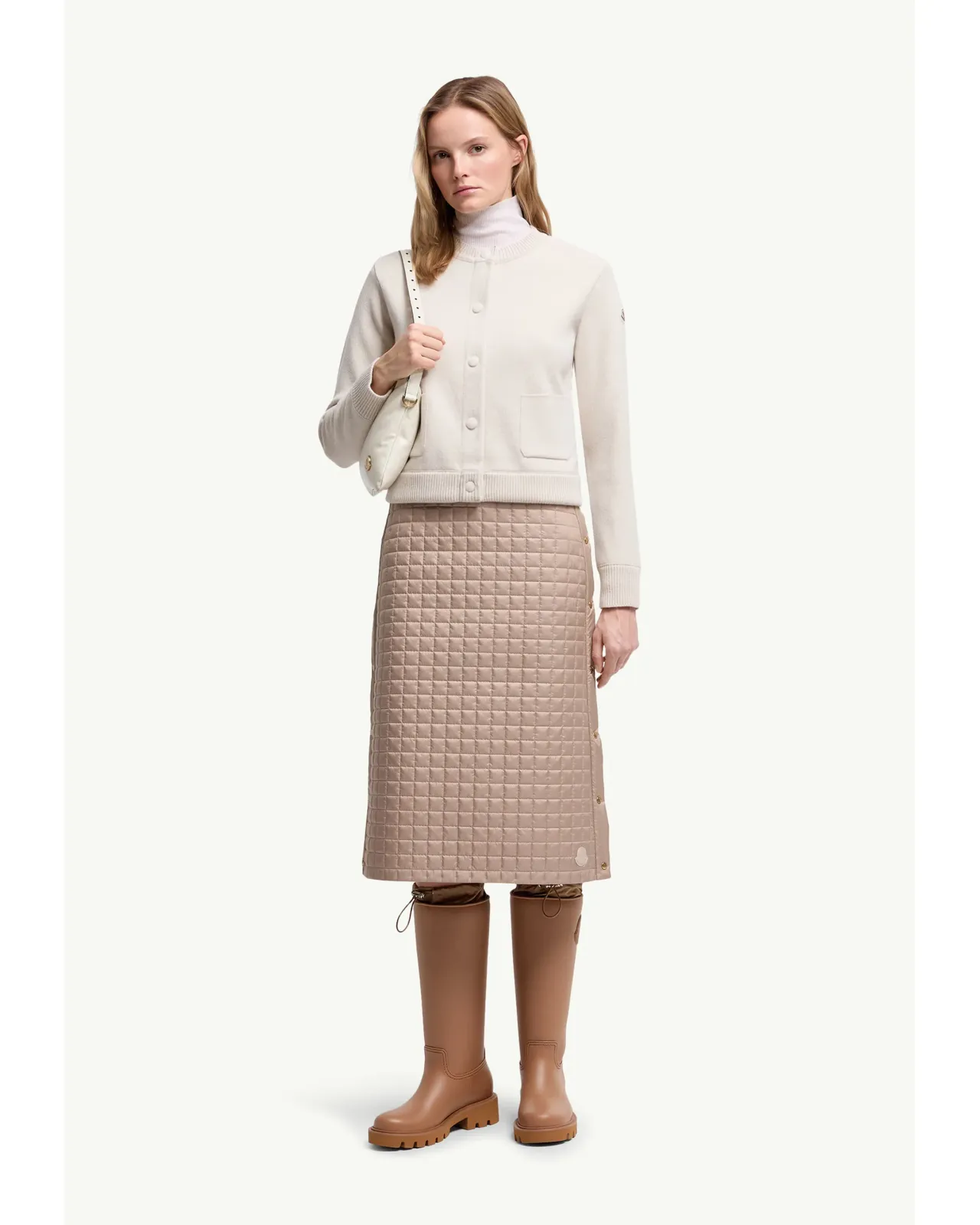 Padded Wool Cardigan Back panel in down-padded | Matsuya Ginza