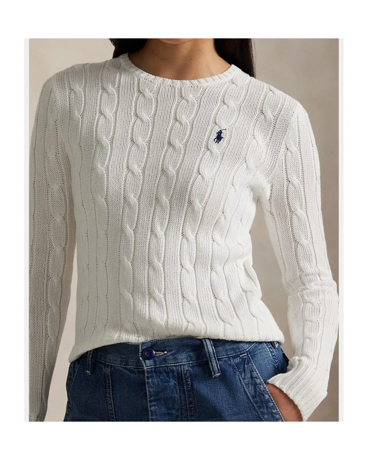 POLO RALPH LAUREN Cable Knit Cotton Crewneck Sweater | Matsuya Ginza