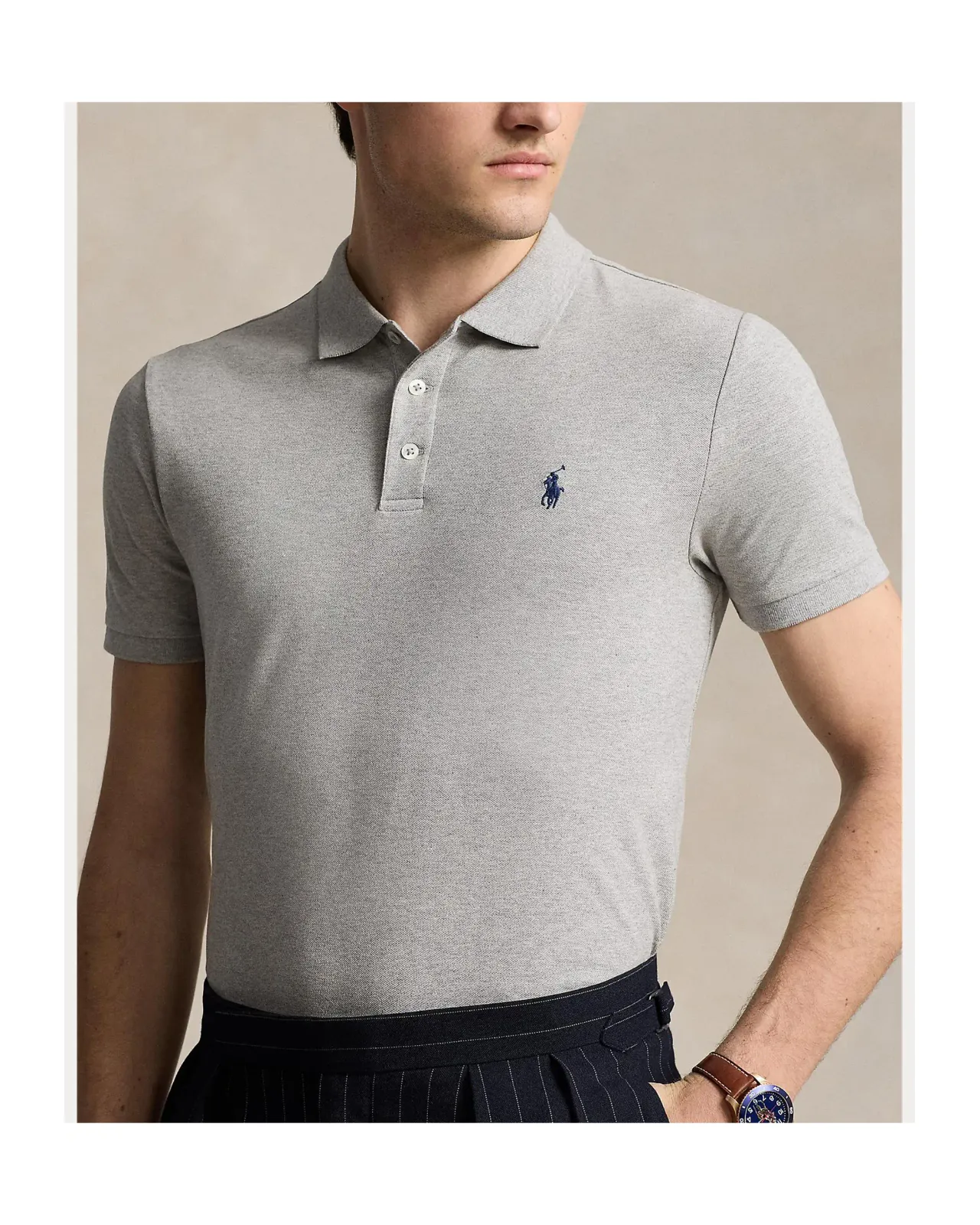 Custom Slim Fit Stretch Mesh Polo Shirt | Matsuya Ginza