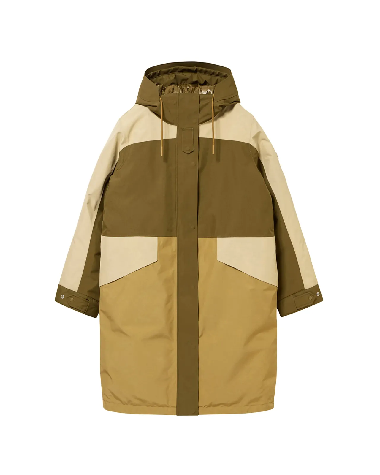 Relaxed Fit Color Block Recycled Fiber Cocoon Coat | Matsuya Ginza