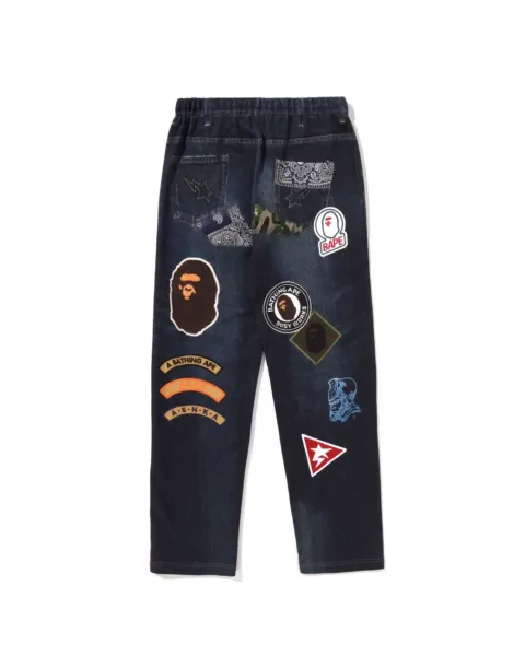 BAPE EMBLEM DENIM PRINT SWEAT PANTS | Matsuya Ginza